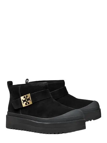 Tory Burch Shearling Lined Platform Boots - Perfect Black/gold