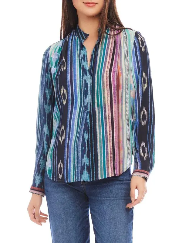Karen Kane Printed Split Neck Top - Print