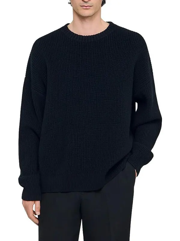 Sandro Carter Wool & Cashmere Oversized Sweater - Black