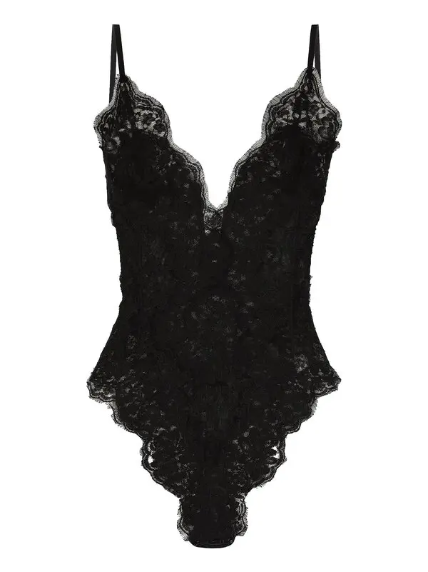 Dolce & Gabbana Chantilly Lace And Tulle Bodysuit - Black