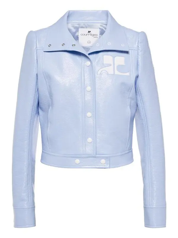COURREGES Reedition Cropped Vinyl Jacket - Blue