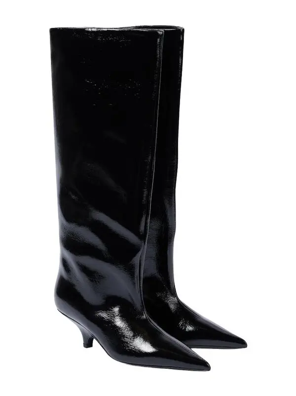TOTEME Patent Leather Knee-high Boots - Black