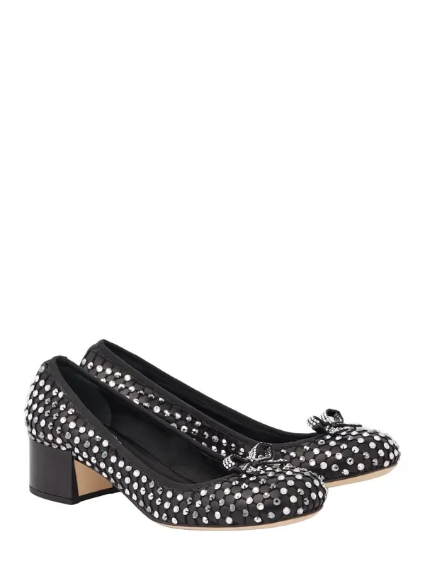 Rene Caovilla Crystal-embellished Leather Pumps - Black