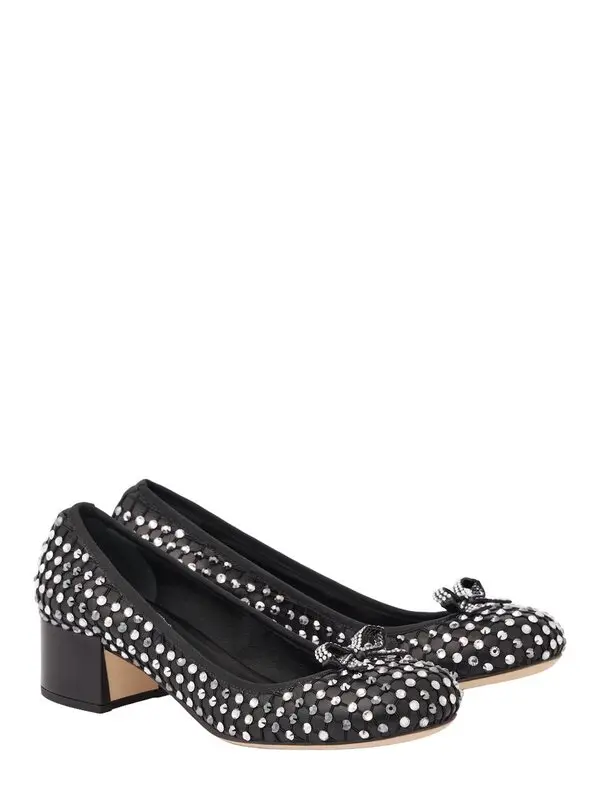 Rene Caovilla Embellished Leather Pumps - Black
