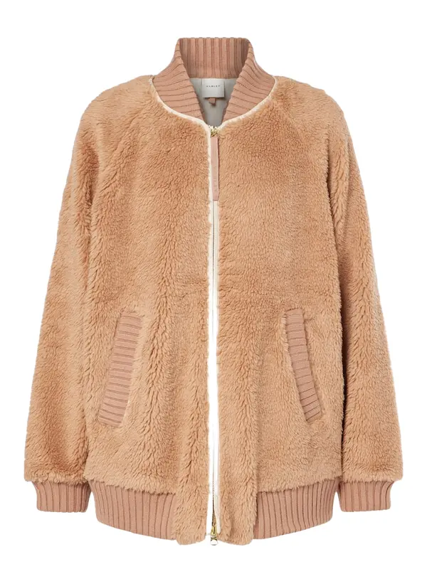 Varley Ella Fleece Bomber Jacket - Beige