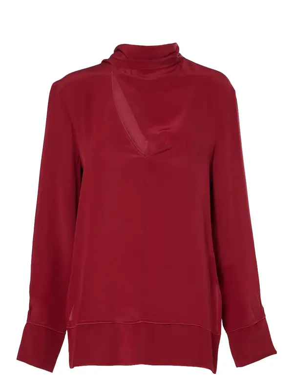 Victoria Beckham Scarf-detail Silk Blouse - Red