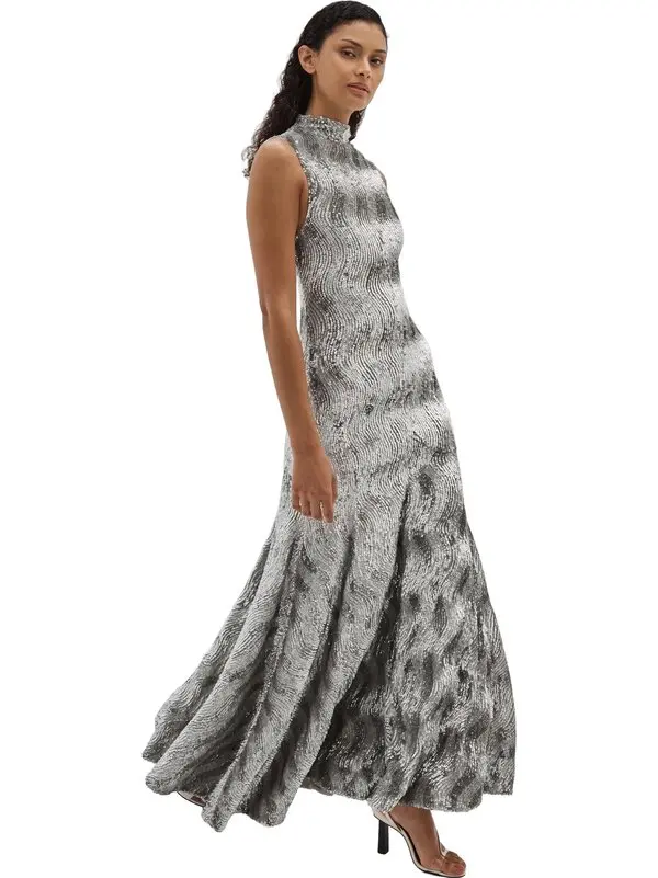 ILTA Keyhole-back Sequinned Maxi Dress - Silver