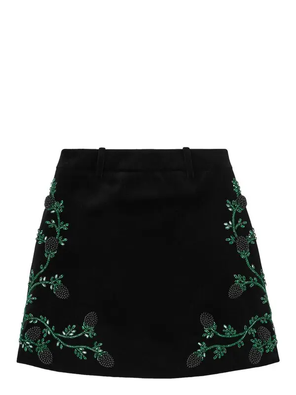 Balmain Embellished Cotton-velvet Mini Skirt - Black