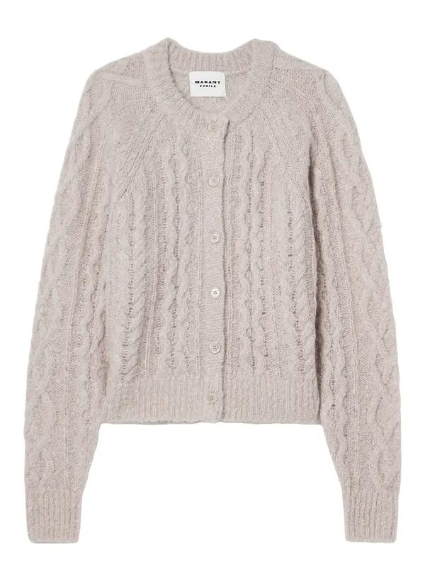 MARANT ETOILE Ery Cable-knit Wool-blend Cardigan - Neutrals