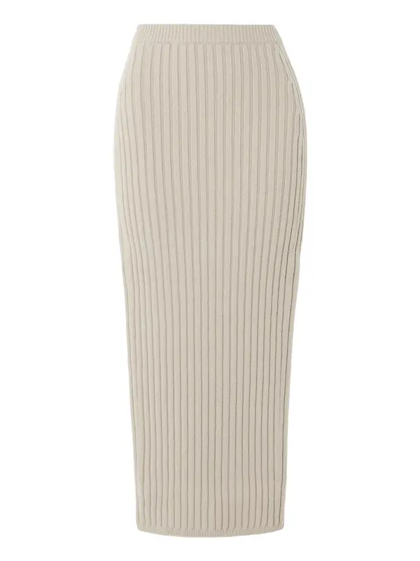 Max Mara Ribbed Wool-blend Maxi Skirt - Neutrals