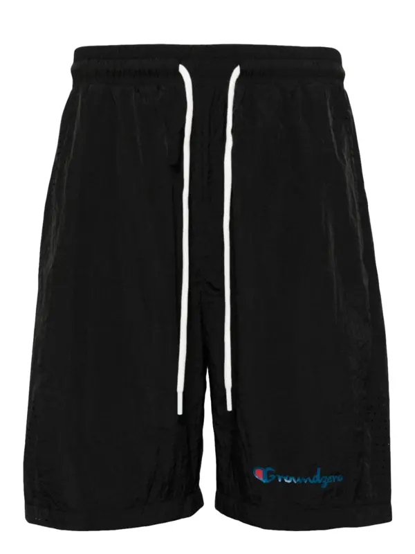 GROUND ZERO Logo Print Running Shorts - Black