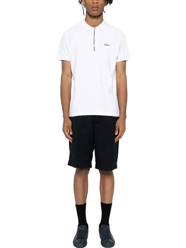 BOSS Contrast Panel Polo Shirt - White