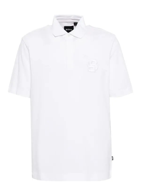 BOSS Concealed Placket Polo Shirt - White