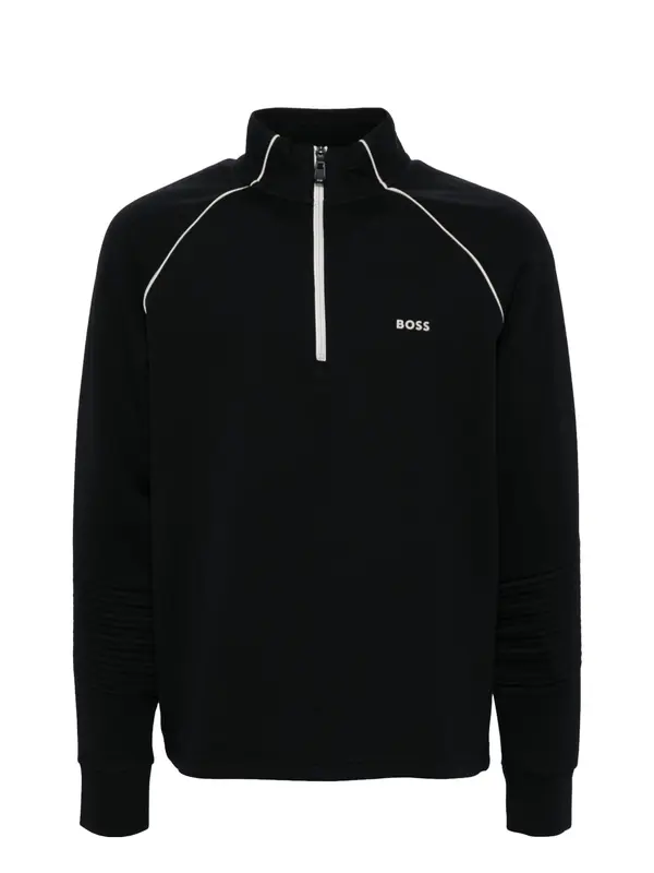 BOSS Zip-neck Sweatshirt - Black