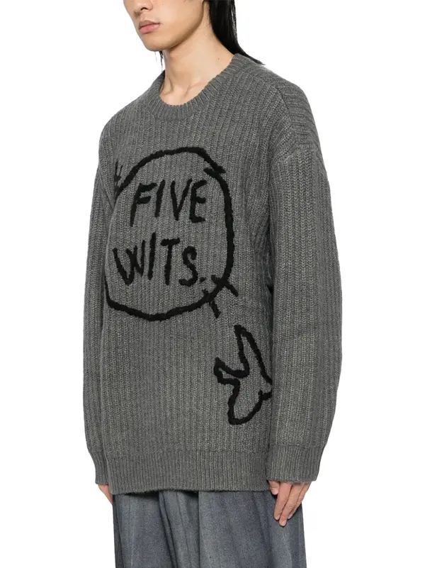 FIVE CM Graphic-print Jumper - Grey