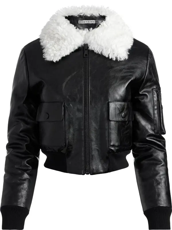 Alice + Olivia Willard Faux-fur Collar Jacket - Black