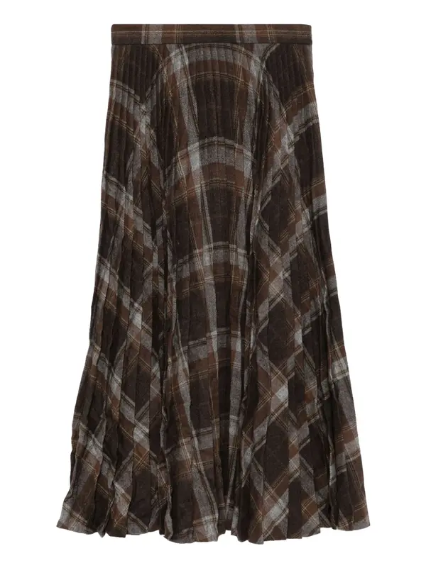 Balenciaga Pleated Midi Skirt - Brown