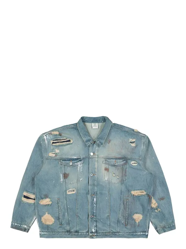 Vetements Ripped-detailing Denim Jacket - Blue