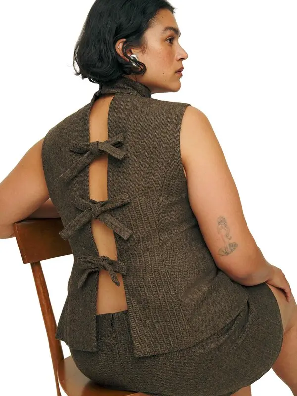 REFORMATION Sutton Top Es Herringbone - Brown