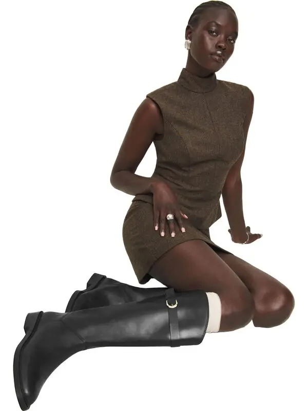 REFORMATION Franklin Knee High Leather Boots - Black