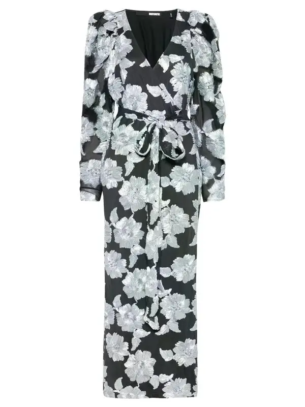 ROTATE BY BIRGER CHRISTENSEN Flower Mesh Maxi Dress - Black