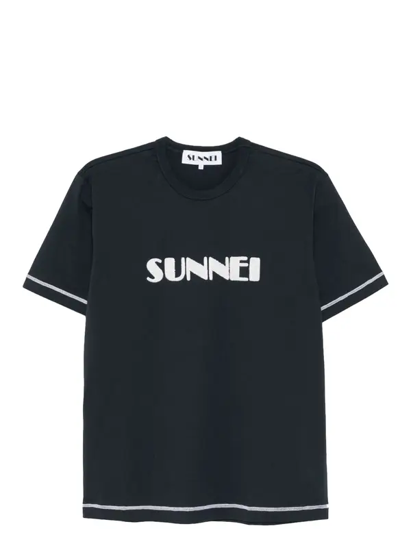 Sunnei Flocked Logo T-shirt - Blue
