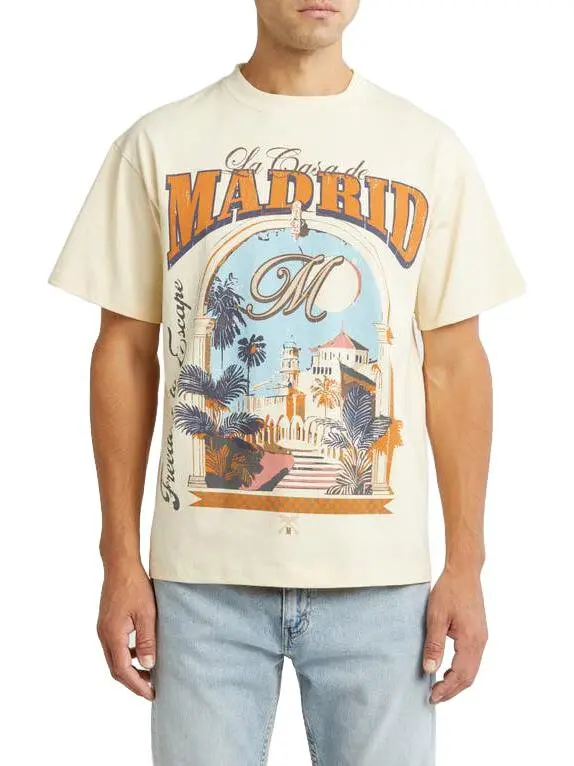ID SUPPLY CO La Casa De Madrid Graphic T-shirt - Cream