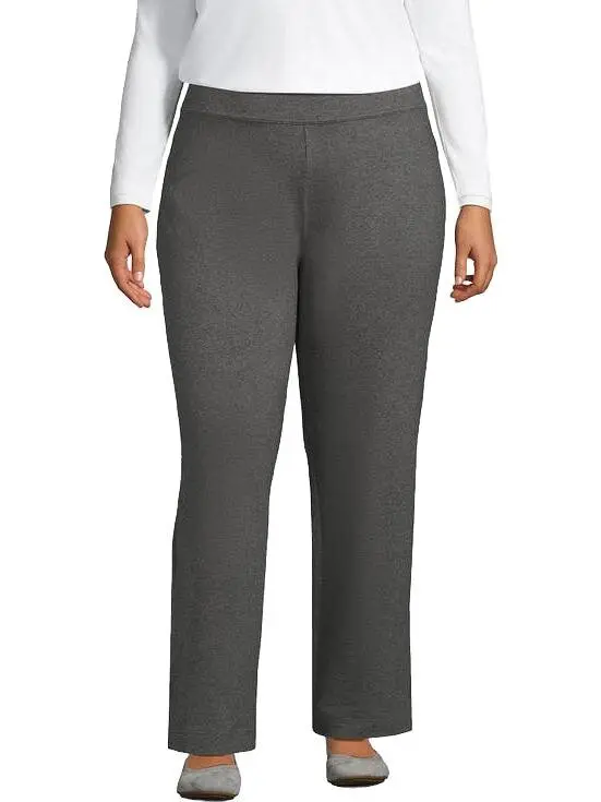 LANDS' END Starfish Mid Rise Straight Leg Knit Pants - Charcoal Heather