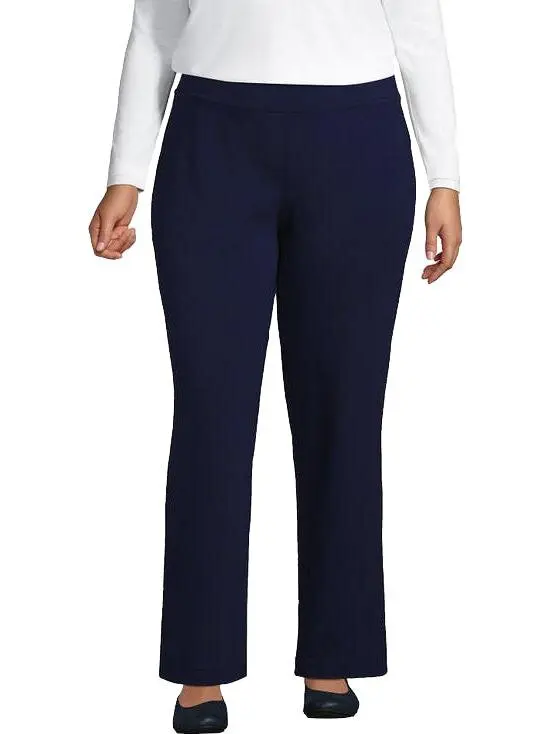 LANDS' END Starfish Mid Rise Straight Leg Knit Pants - Deep Sea Navy