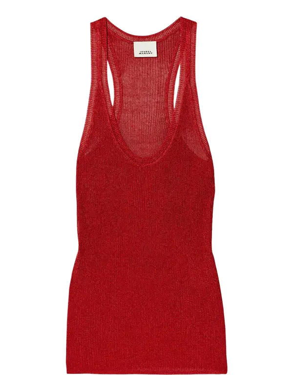 Isabel Marant Joely Metallic Ribbed-knit Tank - Red