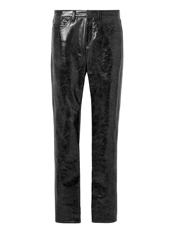 Isabel Marant Crinkled Cotton-blend Vinyl Pants - Black