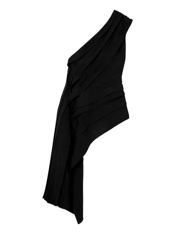 Bottega Veneta Asymmetric Draped Pleated Crepe Top - Black