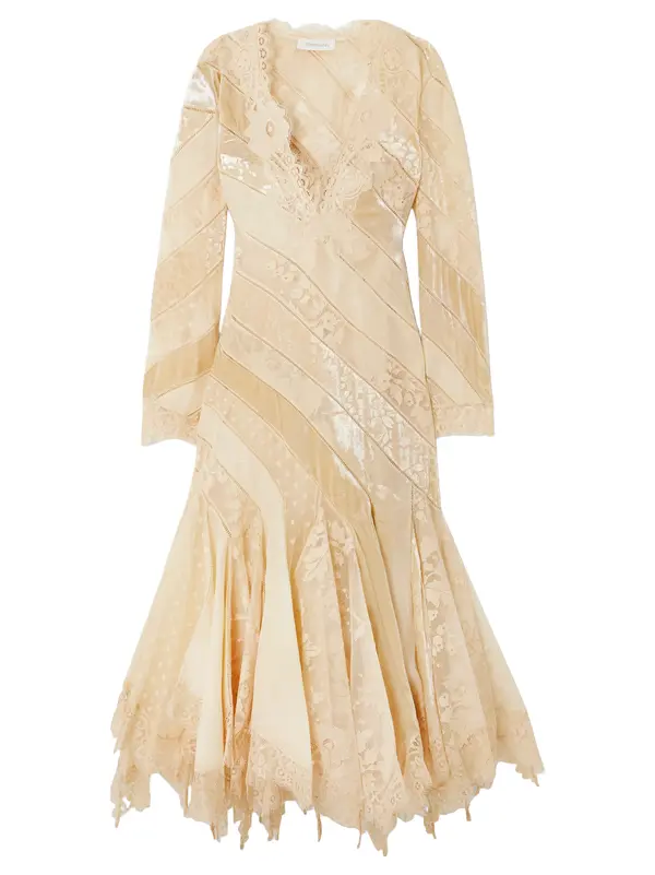 Zimmermann Eden Ruffled Lace-trimmed Maxi Dress - Cream