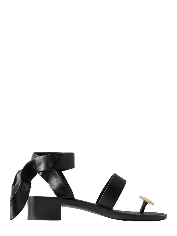 THE ROW Band Leather Sandals - Black