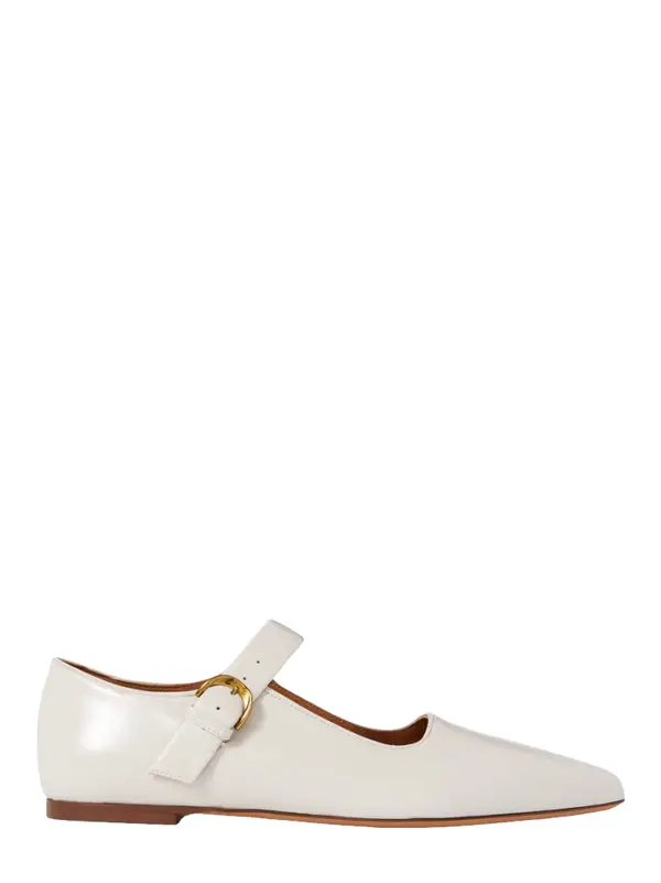 EMME PARSONS Tramonto Glossed-leather Mary Jane Ballet Flats - Ivory