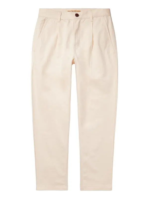 FRIZMWORKS Tapered Cropped Pleated Trousers - Neutrals