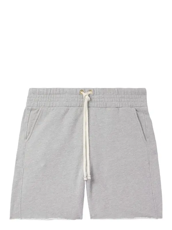 LES TIEN Straight-leg Cotton-jersey Drawstring Shorts - Gray