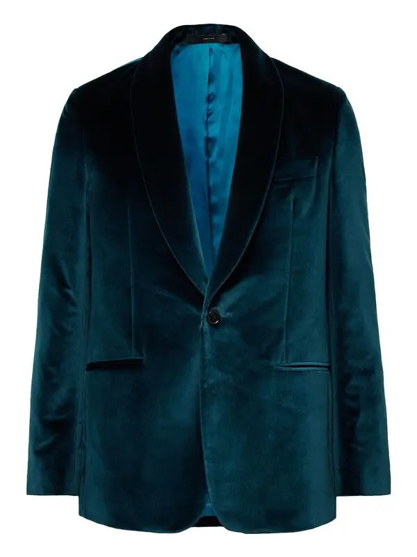 Paul Smith Shawl-collar Cotton-velvet Tuxedo Jacket - Blue