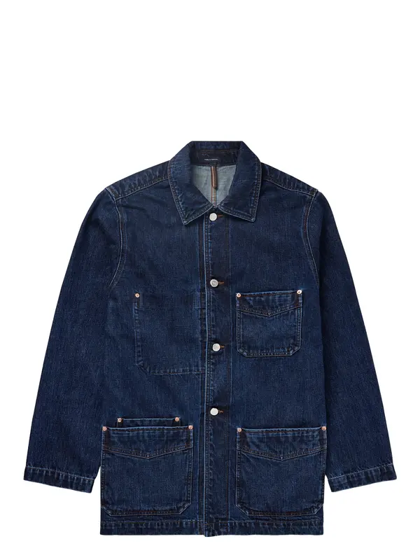 DRAKE'S Selvedge Denim Trucker Jacket - Blue
