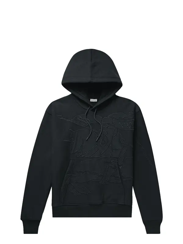 Burberry Logo Appliquéd Cotton-blend Jersey Hoodie - Black