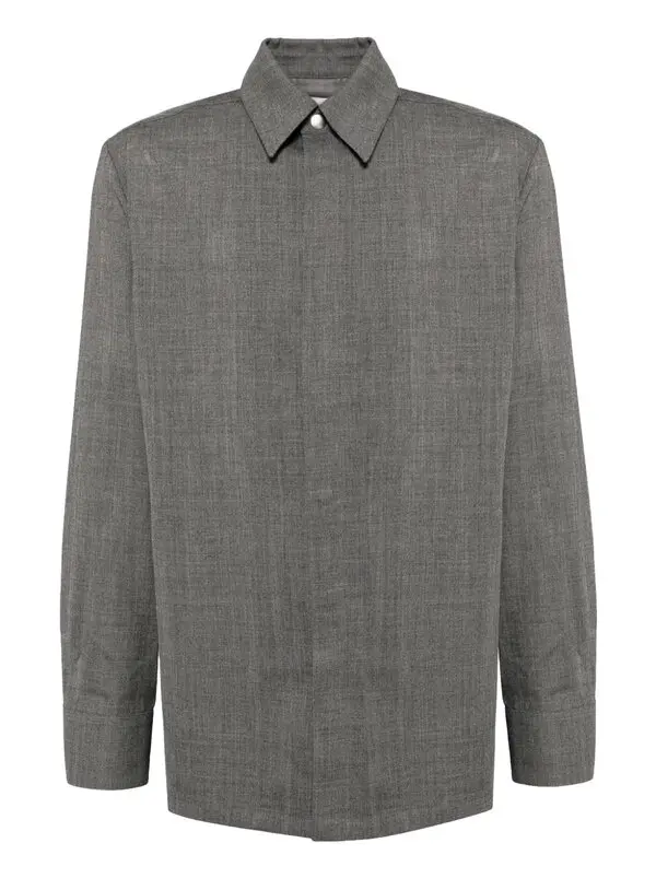 JIL SANDER Felted Wool Flannel Shirt - Grey