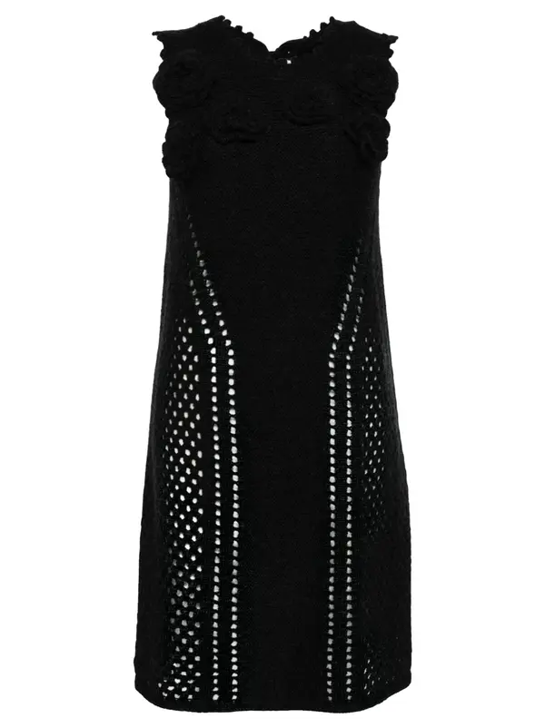 ONEFIFTEEN Floral-embellished Knitted Dress - Black