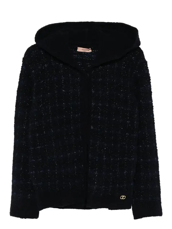 TWINSET Jacquard Knit Checked Jacket - Blue