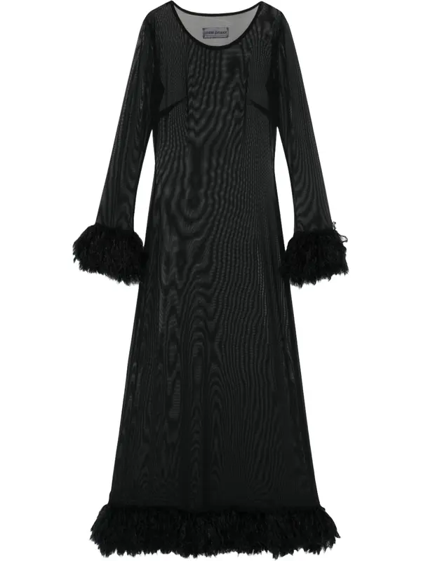MARINE SERRE Semi-sheer Maxi Dress - Black