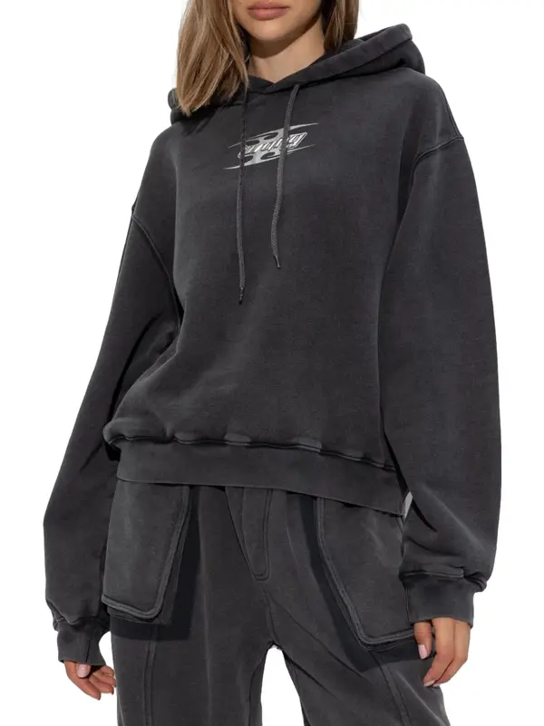 Alexander Wang Blade-logo Cotton Hoodie - Black