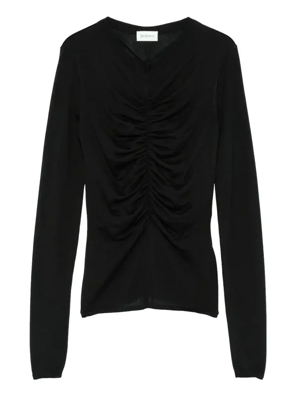 Saint Laurent Ruched Sweater - Black