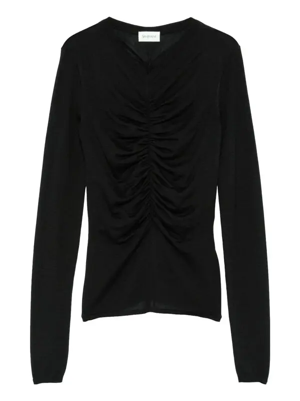 Saint Laurent Ruched Sweater - Black