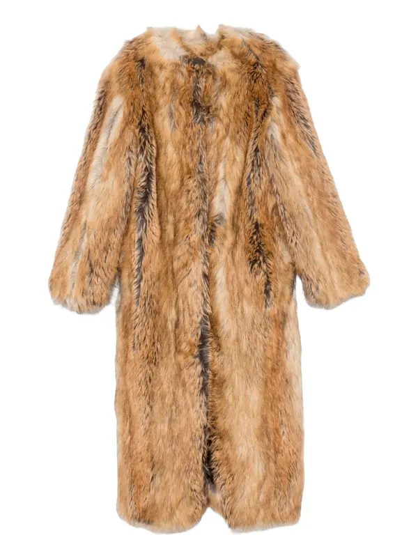 Andamane Faux-fur Calf-length Coat - Brown