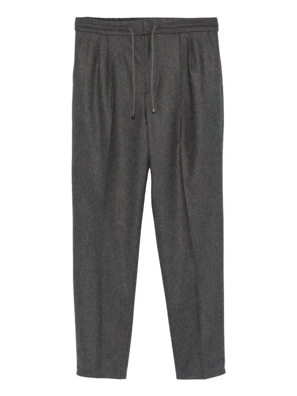 Brunello Cucinelli Pleated Wool Flannel Trousers - Grey