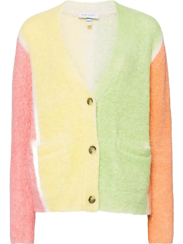 Mira Mikati Colour-block Mohair-wool Cardigan - Green